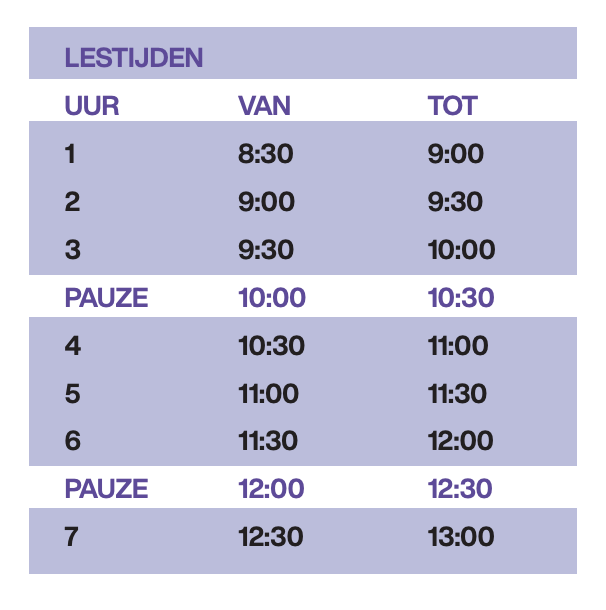 Schooltijden - Global College